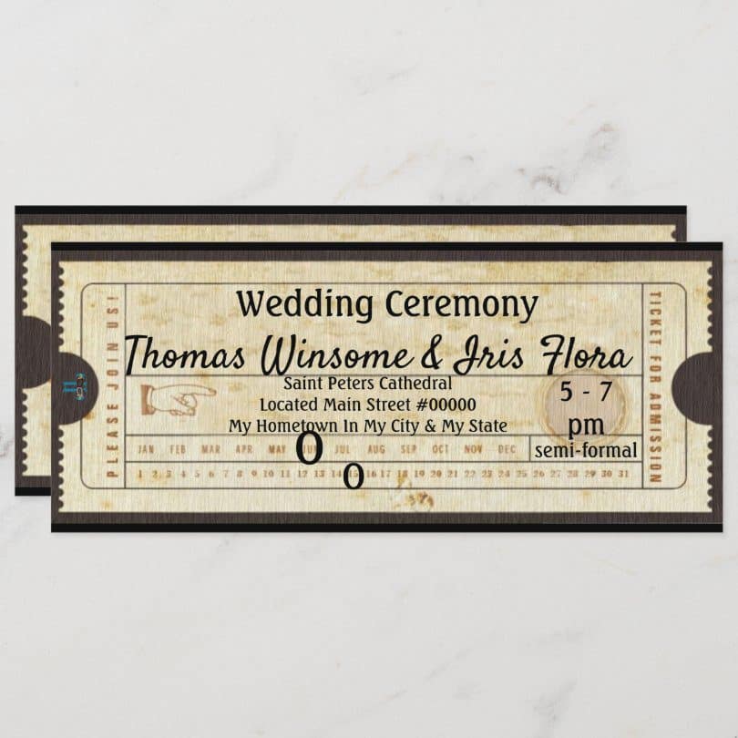 Vintage Wedding Invitations - Farmhouse Wedding and Ticket Wedding